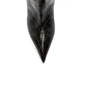 Attico Croc-effect Calf Leather Kitten Heel Boots - Brown