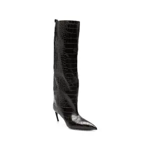 Attico Croc-effect Calf Leather Kitten Heel Boots - Brown