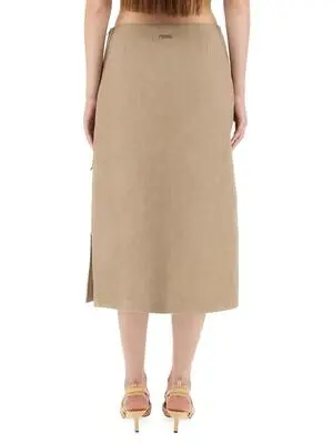Fendi Waxed Linen Skirt - Cream