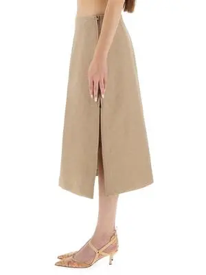 Fendi Waxed Linen Skirt - Cream