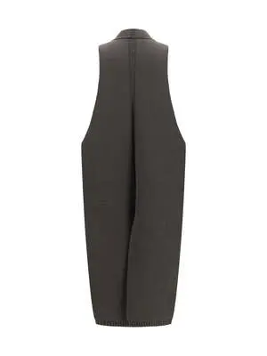 Rick Owens Long Wool And Shearling Vest - Gray