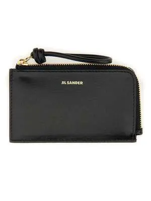 JIL SANDER Leather Card Holder - Black