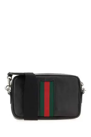 Gucci Black Leather Crossbody Bag With Web Detail