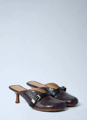 GANNI Sue Croc-embossed Heeled Mules
