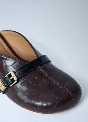 GANNI Sue Croc-embossed Heeled Mules