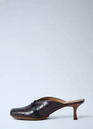 GANNI Sue Croc-embossed Heeled Mules