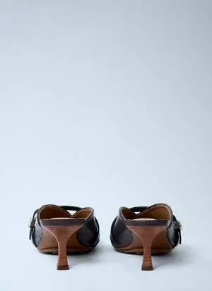 GANNI Sue Croc-embossed Heeled Mules