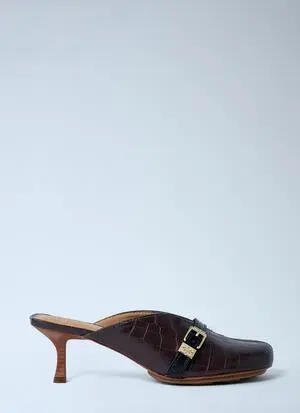 GANNI Ganni Women Sue Croc-Embossed Heeled Mules Brown