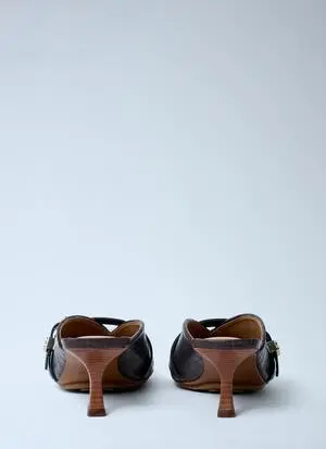 GANNI Sue Croc-embossed Heeled Mules - Brown