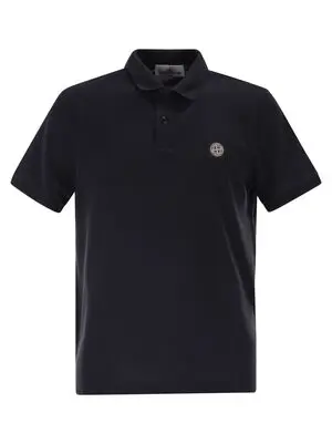 Stone Island Regular Fit Short-sleeved Polo Shirt With Compass Patch - Blue