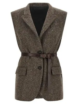 Brunello Cucinelli Mélange Wool Vest - Brown