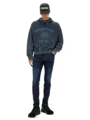 Dsquared2 Graphic Print Cotton Hoodie - Blue