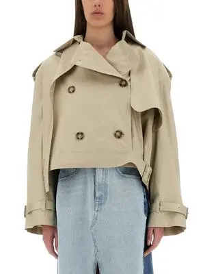 Stella McCartney Short Trench Coat With Belt - Cream