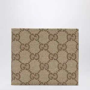Gucci Essence Classic Bi-fold Wallet In Sand Beige Gg Canvas - Cream