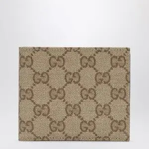 Gucci Essence Classic Bi-fold Wallet In Sand Beige Gg Canvas - Cream