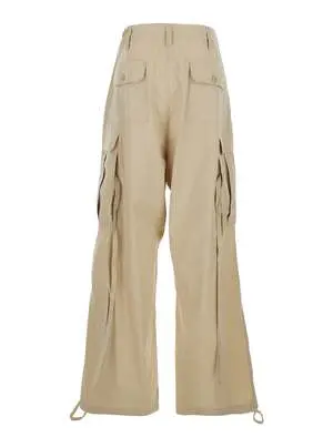P.a.r.o.s.h Beige Drawstring Waist Cargo Pants For
