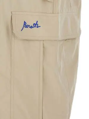 P.a.r.o.s.h Beige Drawstring Waist Cargo Pants For
