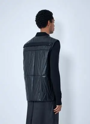 Moncler Rick Owens Geocamo Flight Leather Hooded Gilet - Black