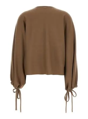 Max Mara Frais' Crewneck Sweater With Cuffs With Ties In Wool - Brown