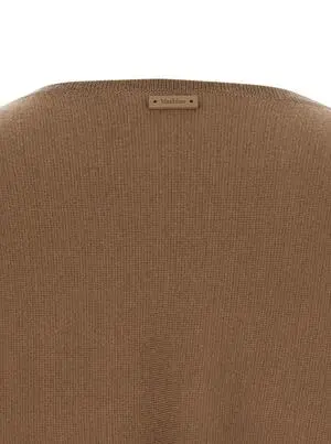 Max Mara Frais' Crewneck Sweater With Cuffs With Ties In Wool - Brown