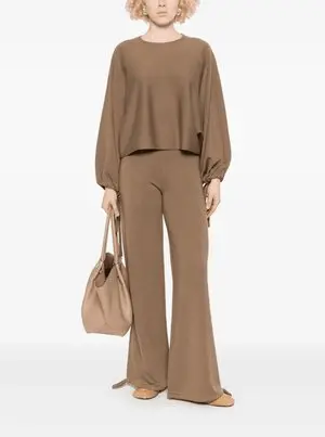 Max Mara Frais' Crewneck Sweater With Cuffs With Ties In Wool - Brown