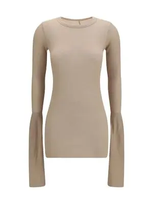 Rick Owens Ribbed Knit Long-sleeve Top - Cream