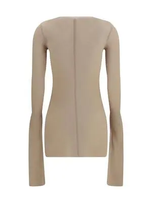 Rick Owens Ribbed Knit Long-sleeve Top - Cream