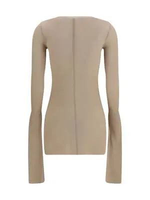 Rick Owens Ribbed Knit Long-sleeve Top - Cream