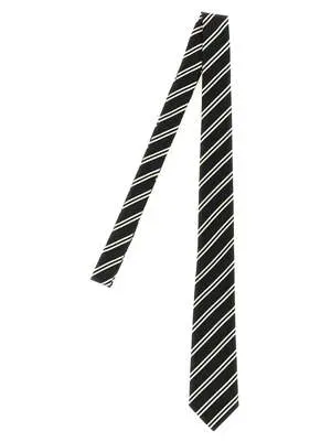 Saint Laurent Saint Laurent Men Striped Tie Black