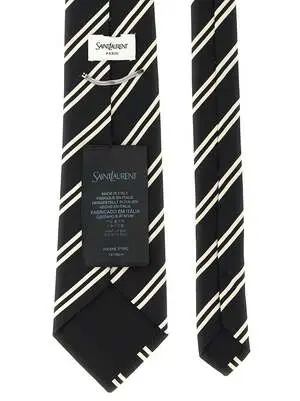 Saint Laurent Striped Tie - Black