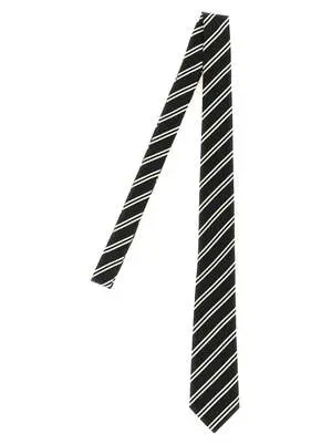 Saint Laurent Saint Laurent Men Striped Tie Black