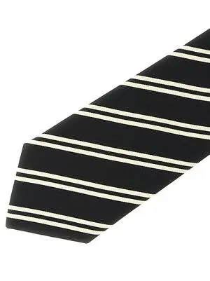 Saint Laurent Striped Neck Tie - Black