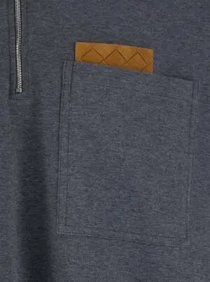 Bottega Veneta Grey Polo Shirt With Long Sleeves And Front Patch Pocket In Cotton - Multicolor