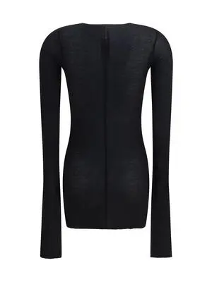 Rick Owens Ribbed Knit Long-sleeve Top - Black