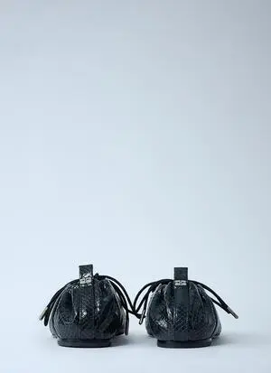 GANNI Eyelet Lace-up Ballerina Flats - Black