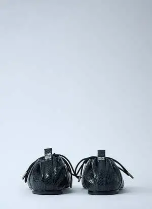 GANNI Eyelet Lace-up Ballerina Flats - Black