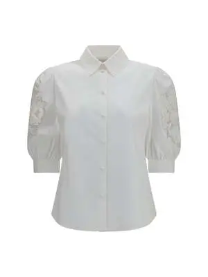 Valentino Garavani Shirt With Sangallo Lace Sleeves - White