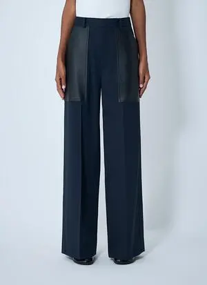 Bottega Veneta Compact Wool And Cotton Twill Pants - Blue