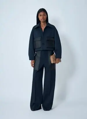 Bottega Veneta Compact Wool And Cotton Twill Pants - Blue