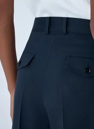 Bottega Veneta Compact Wool And Cotton Twill Pants - Blue