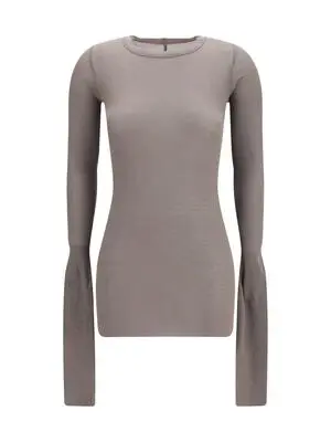 Rick Owens Long-sleeve Ribbed Knit Top - Gray