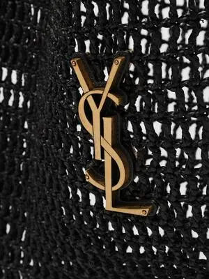 Saint Laurent Perforated Raffia Shoulder Bag