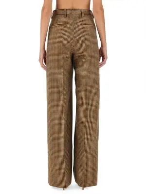 Dries Van Noten Wool Check Pattern Trousers
