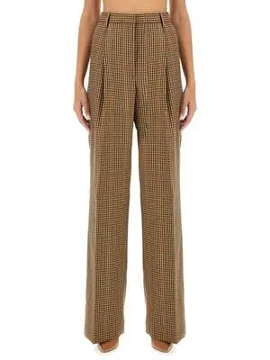 Dries Van Noten Wool Check Pattern Trousers - Brown