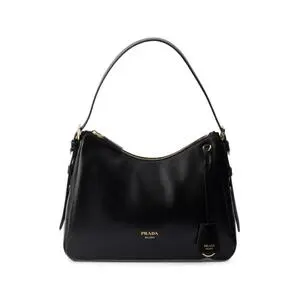 Prada Aimée Leather Shoulder Bag - Black