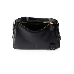 Prada Aimée Leather Shoulder Bag - Black