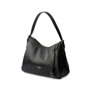 Prada Aimée Leather Shoulder Bag - Black