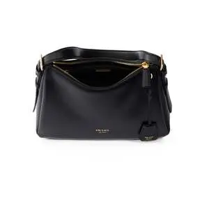 Prada Aimée Leather Shoulder Bag - Black