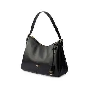 Prada Aimée Leather Shoulder Bag - Black