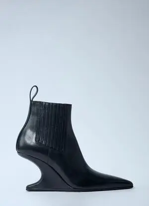 Rick Owens Leather Wedge Ankle Boots - Black